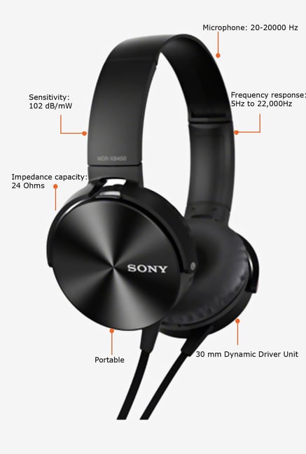 Buy SONY MDR-XB450AP Headphone Black Online at Best Prices | Tata CLiQ