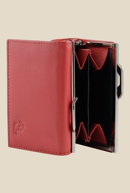 Buy Kara Red Solid Tri-Fold Leather Wallet For Women At Best Price ...