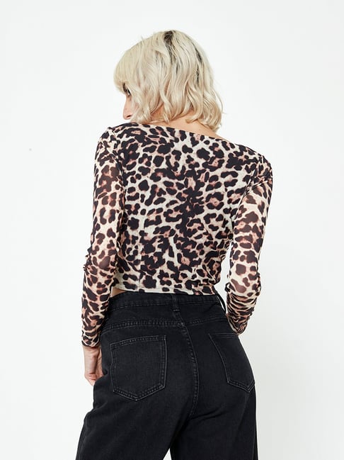 Cover Story Brown Animal Print Crop Top