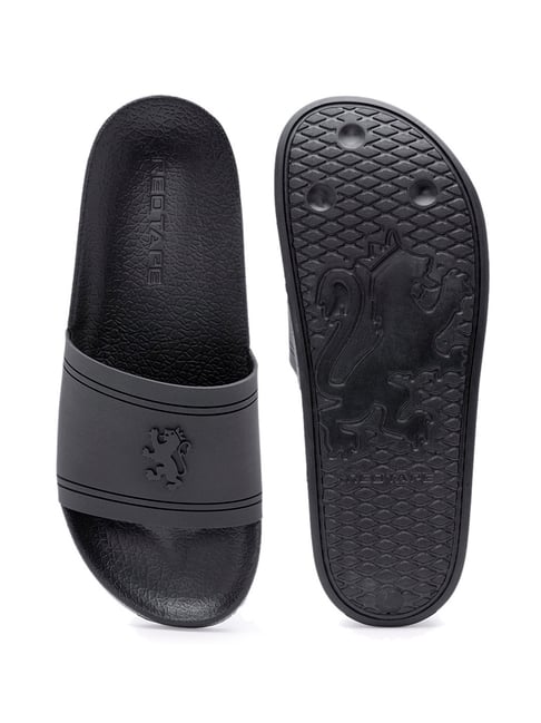 Red Tape Men's Black Slides