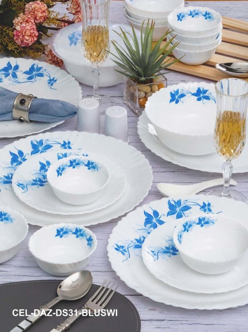 Glass dinner set store