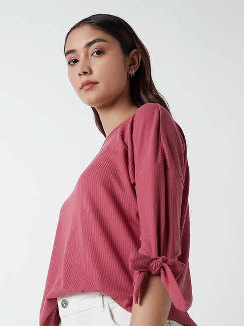 LOV by Westside Desert Rose Self-Striped Top