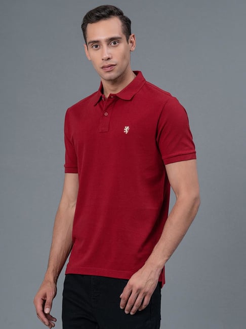 Buy Red Tape Red Regular Fit Cotton Polo T-Shirt for Men's Online ...