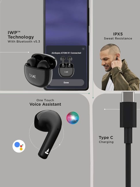 Buy Boat Airdopes Atom 81 True Wireless in Ear Earbuds (Opal Black ...