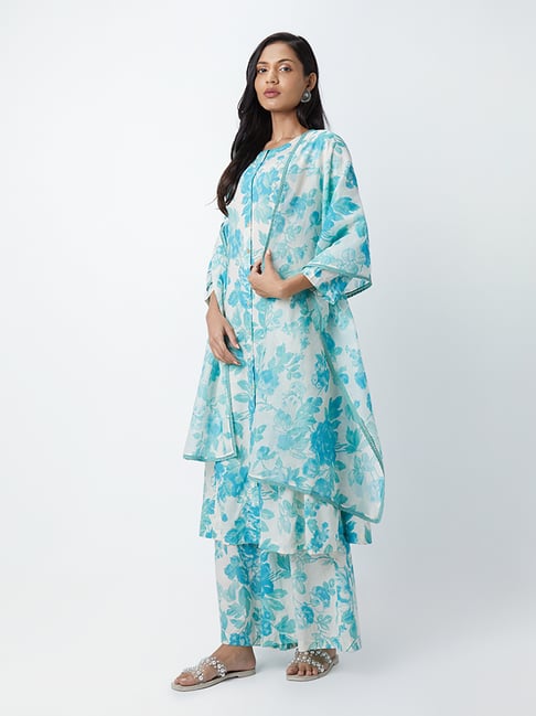Buy Zuba by Westside Aqua Floral Print Dupatta for Online @ Tata CLiQ