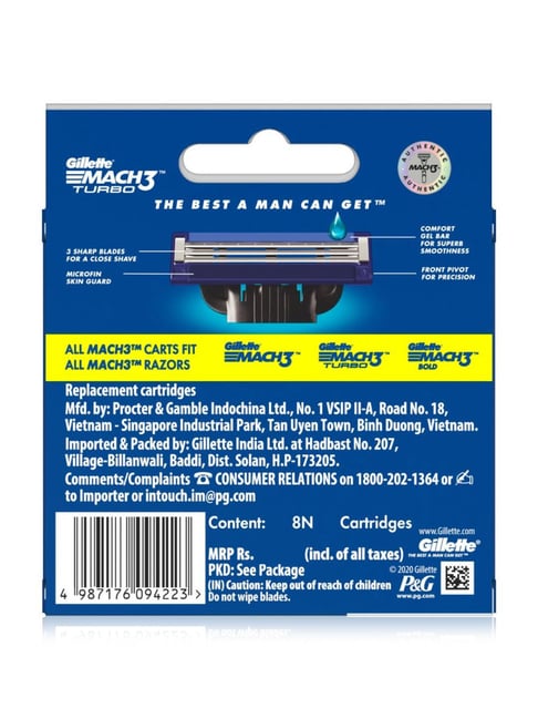 Gillette Mach 3 Turbo Cartridges - Pack of 8
