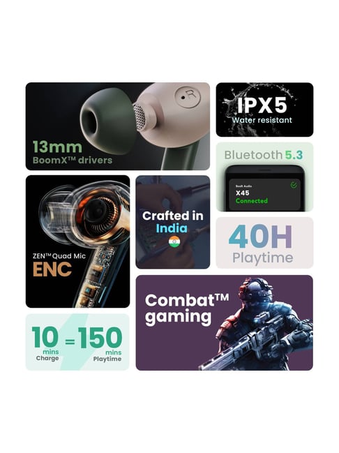 Buy Boult Audio Airbass X45 True Wireless Bluetooth Earbuds (Green ...