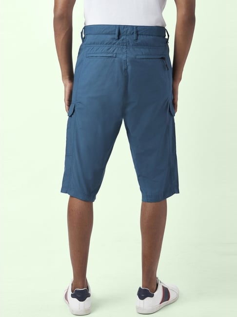 Buy Urban Ranger By Pantaloons Blue Cotton Slim Fit Cargo Shorts for ...