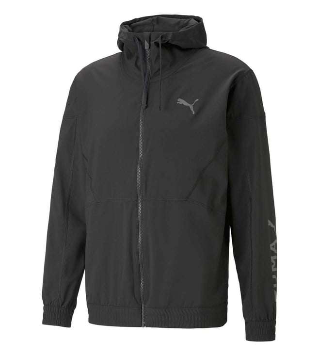 Buy Puma Black Logo Regular Fit Sports Jacket for Men Online @ Tata ...