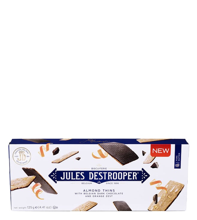 Jules Destrooper Almond Thins With Belgian Dark Chocolate & Orange Zest ...