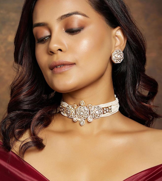 Buy Joules by Radhika White Elegant Pearl Choker Set for Women Online ...