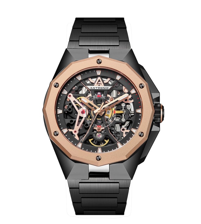 Buy Astronic AVE-64B-RG Apache Skeleton 21 Jewels Automatic Watch for ...