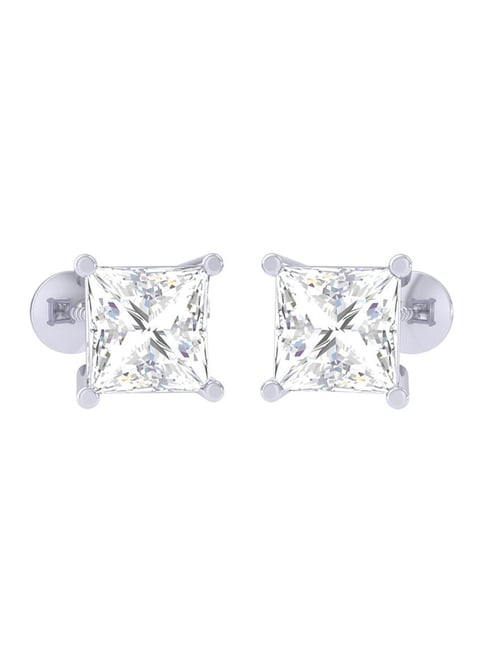 Buy Clara White Sterling Silver Princess Cut CZ Stud Earrings for Women ...