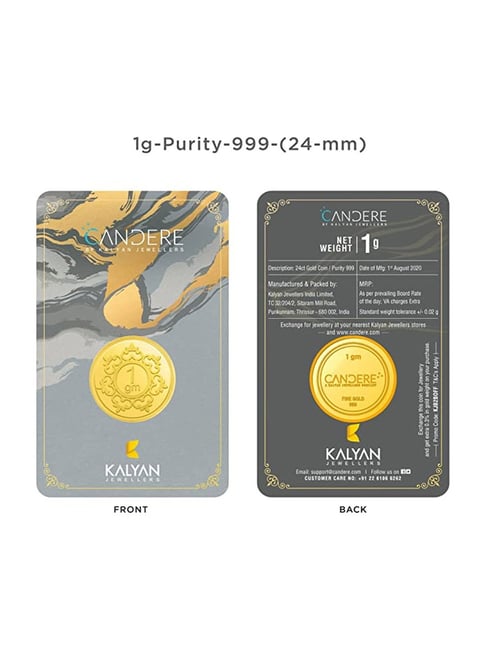 Buy Candere by Kalyan Jewellers 24k (999) 1gm Plain Gold Coin Online At ...