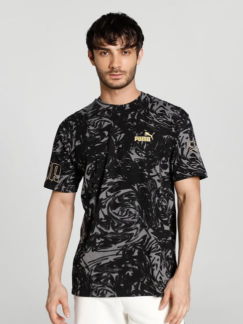 Puma Power AOP Black Relaxed Fit Tie-Dye Crew T-Shirt