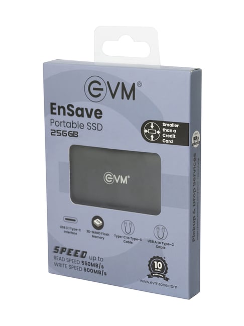 Buy Evm Ensave 256GB Smallest External SSD (?Black) Online At Best ...