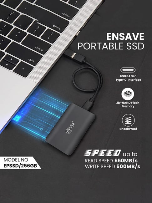 Buy Evm Ensave 256GB Smallest External SSD (?Black) Online At Best ...
