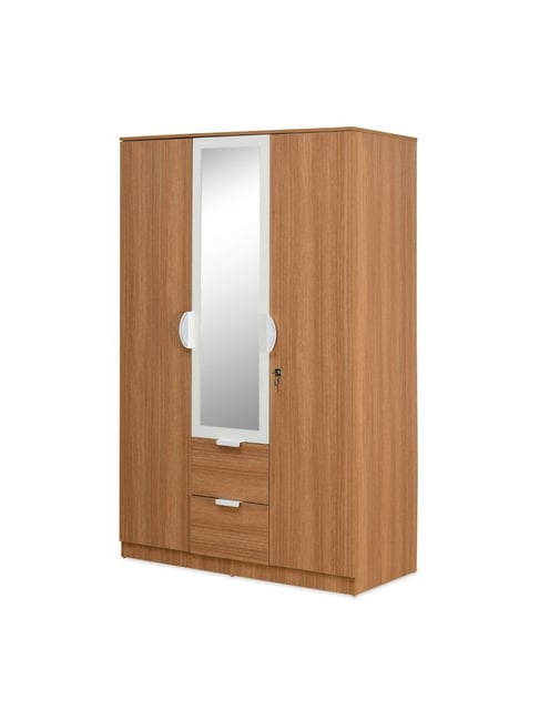 home Indio Brown Engineered Wood 3 Door Miror Wardrobe