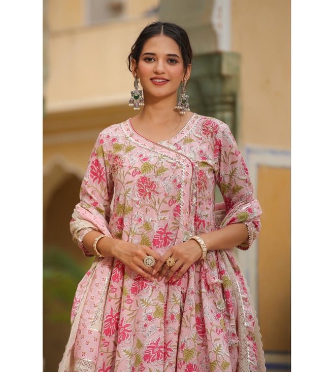 Buy Cotton Floral Print Angrakha Suit Set for Women Online @ Tata CLiQ ...