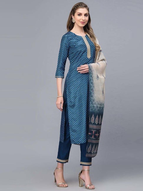 Women's Clothing Skylee Ethnic Wear Teal Blue Suits