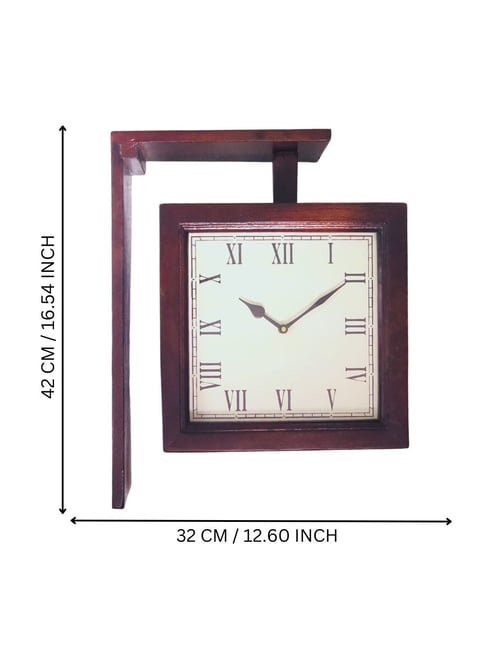 Buy Ancient Clock Makers Square Brown Wood Wall Clock at Best Price ...