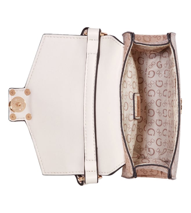 Buy GUESS Stone & Brown Tergesen Mini Flap Cross Body Bag for Women ...