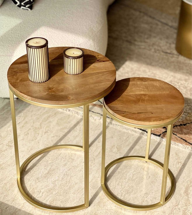 Buy Mason Home Oxford Brown & Gold Wooden Table - Set Of 2 Online ...