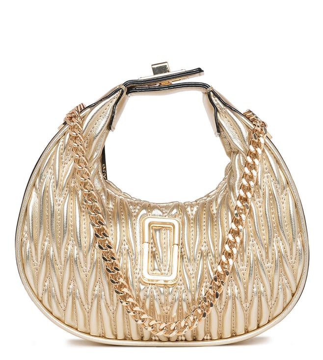 ALDO Gold AURAI Textured Medium Hobo Bag