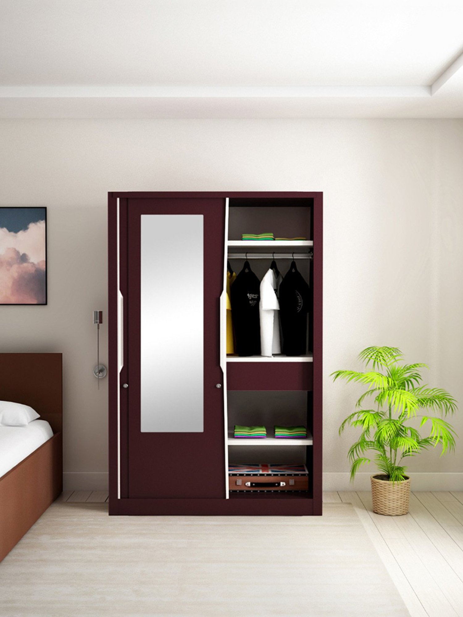 Buy Godrej Interio Slide N Store Pro Maroon CRCA Steel 2 Door Almirah at Best Price Tata CLiQ