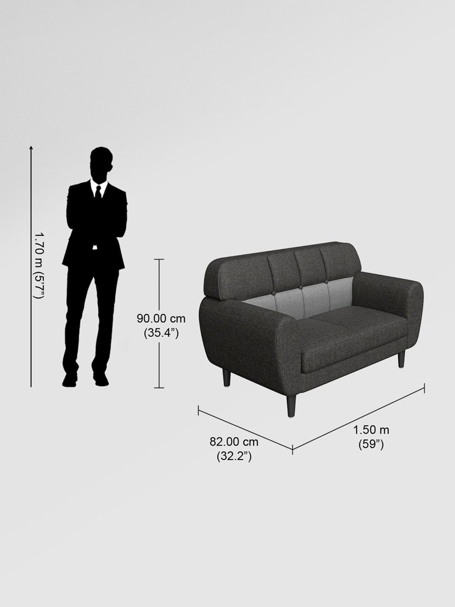 Buy Godrej Interio Bobbin Charcoal Grey Pinewood Sofa at Best Price Tata CLiQ