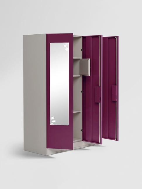 Godrej Interio Slimline 3-Door Steel Almirah, Purple (1-Year Warranty ...
