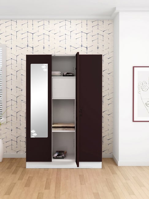 Godrej Interio Slimline 3 Door Steel Almirah ShellWine Red 1 Year Warranty 1 Locker