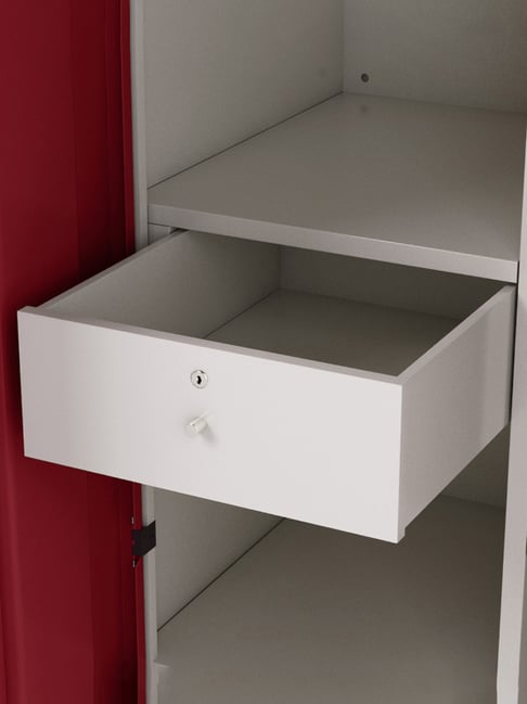 Godrej Interio Slimline 2 Door M4 Steel Almirah, Locker & Drawer, Red