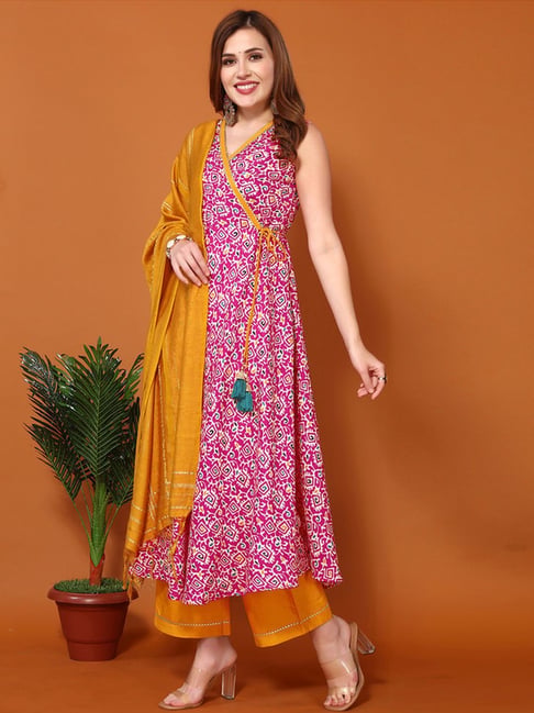 Women's Clothing Skylee Ethnic Wear Pink & Yellow Suits