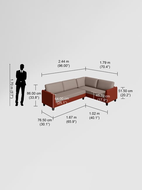 Godrej Interio Sofa, Plenta 5-Seater Fabric L-Shaped Sofa, 1-Year ...