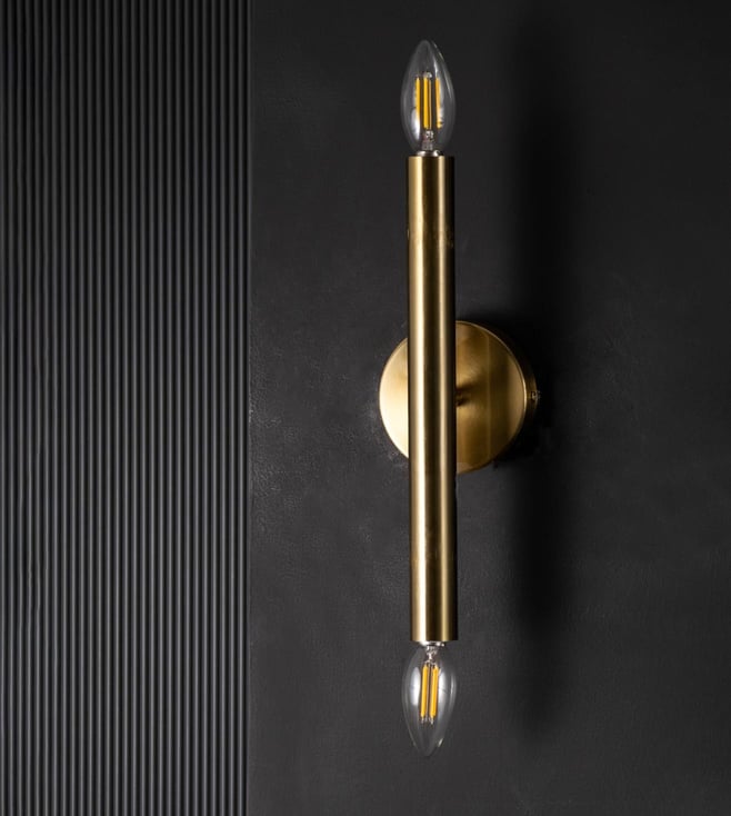 Whispering Homes Modern Glowing Gold Metal Tube Wall Sconce