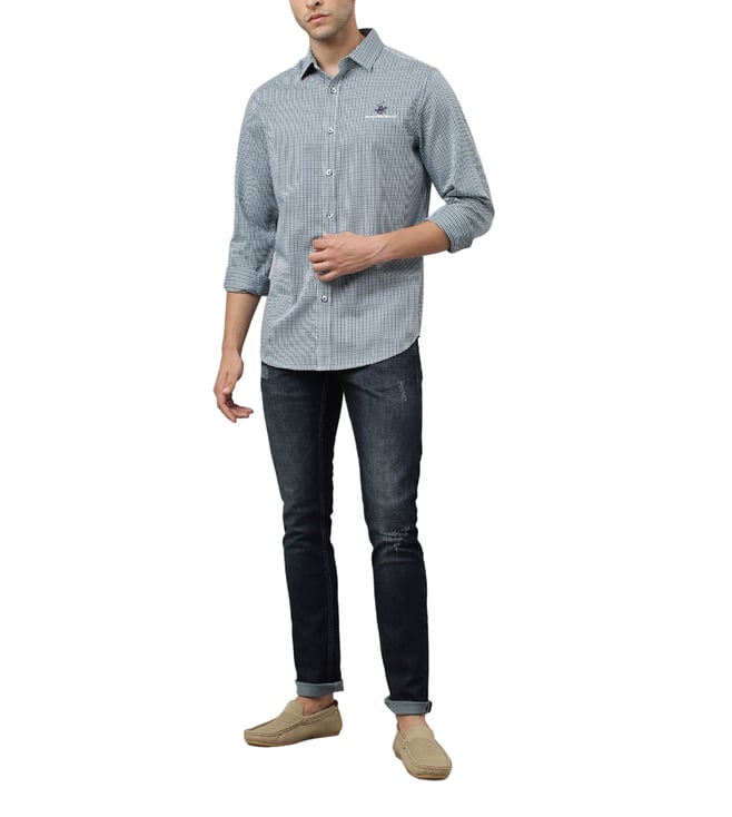 Beverly Hills Polo Club Blue Big Buck Checked Regular Fit Shirt