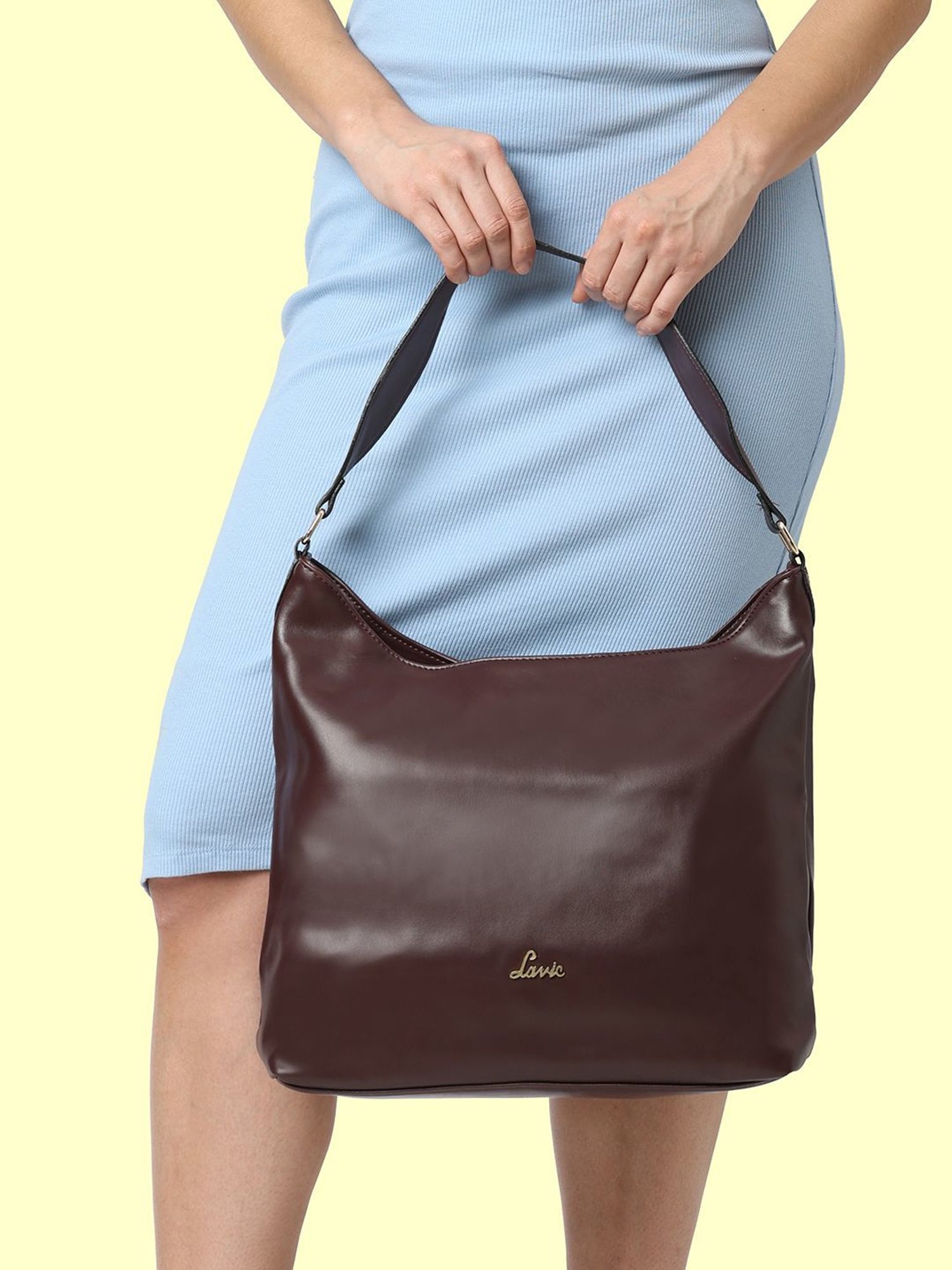 Lavie Polani Maroon Solid Large Hobo Handbag