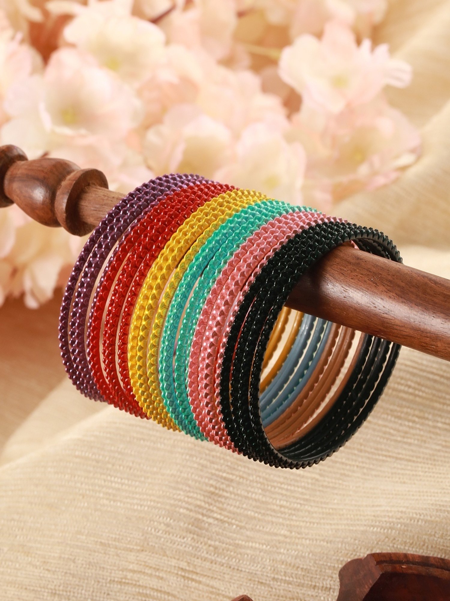 Buy Priyaasi Multicolor Textured Metal Bangle Set of 24 Online At Best Price Tata CLiQ