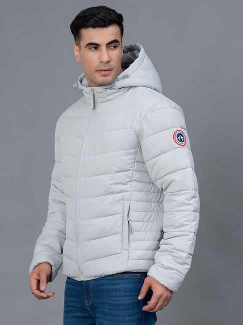 Buy Red Tape Light Grey Regular Fit Hooded Padded Jacket for Men's ...
