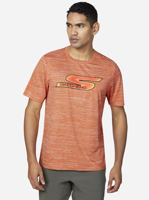 Skechers Orange Regular Fit Printed T Shirt