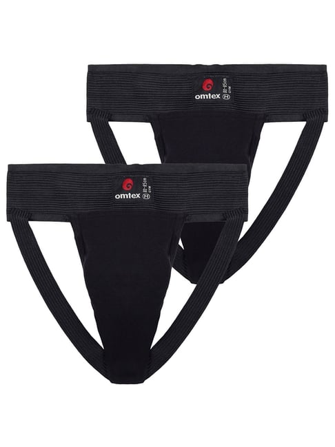 Omtex Men s Athletic Gym Jockstraps Supporter Pack of 2 Black Size XS
