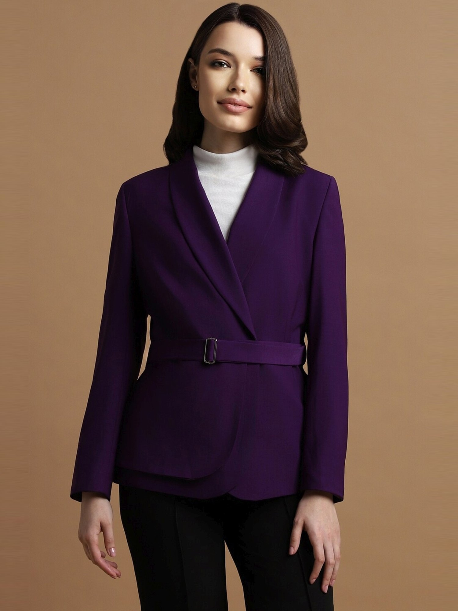 Clearance allen solly women blazer 2026 Buy Allen Solly Purple Regular ...