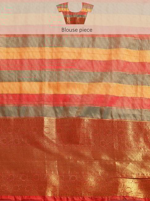 Silk Land Multicolor Check Saree With Unstitched Blouse