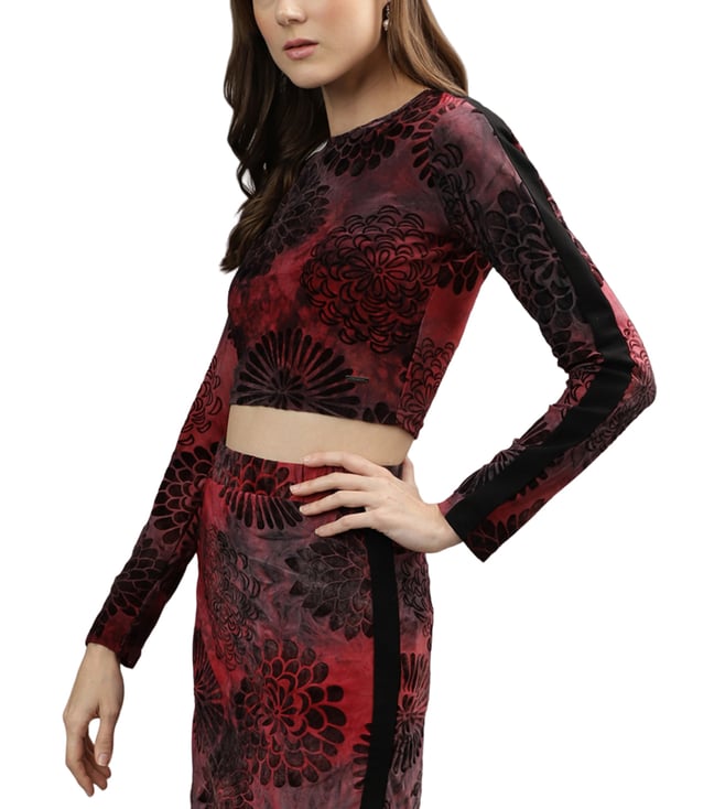 Iconic Red Floral Print Regular Fit Top