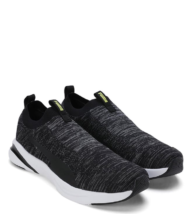 Puma Men's Softride Rift Runlyn Knit Slip On Black Running Shoes