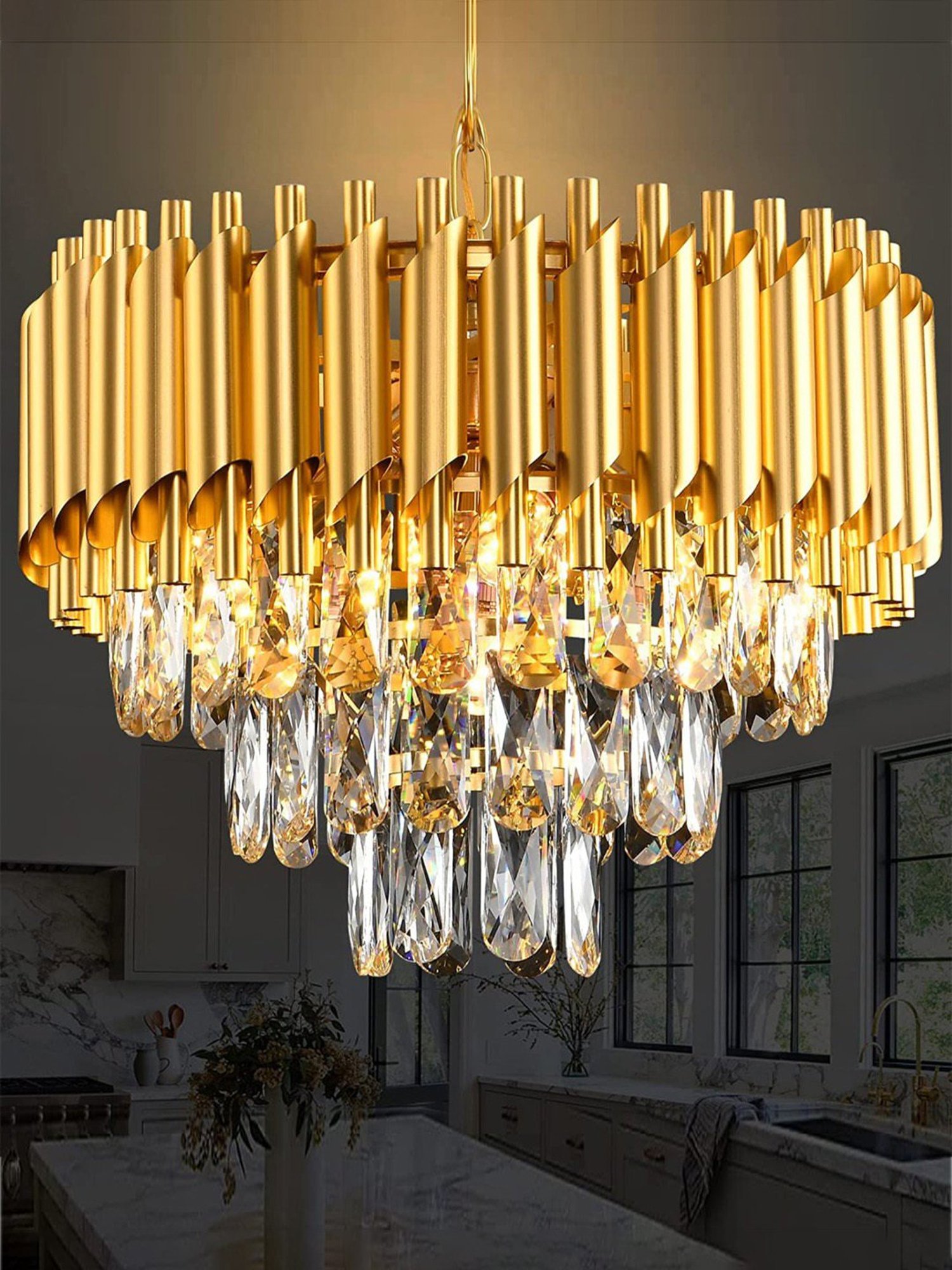 Buy Homesake Gold Metal Crystal Chandelier at Best Price Tata CLiQ