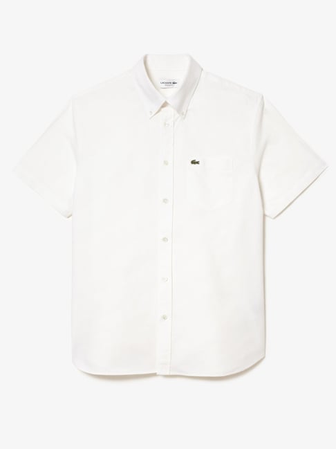 Lacoste White Cotton Regular Fit Shirt