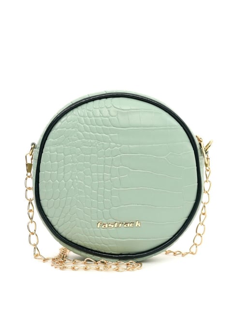 Buy Fastrack Green Faux Leather Textured Sling Handbag Online At Best ...