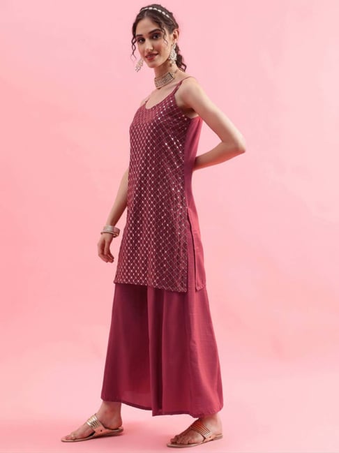 Women's Clothing Skylee Ethnic Wear Maroon Suits